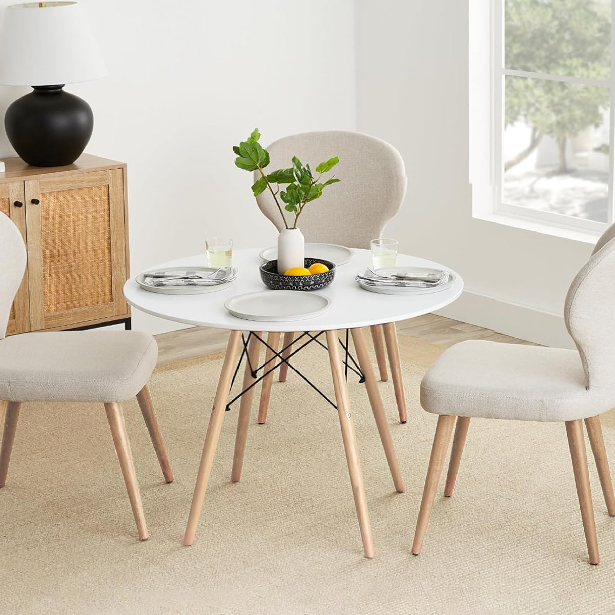 George Oliver Philean Round Solid Wood Base Eiffel Dining Table | Wayfair